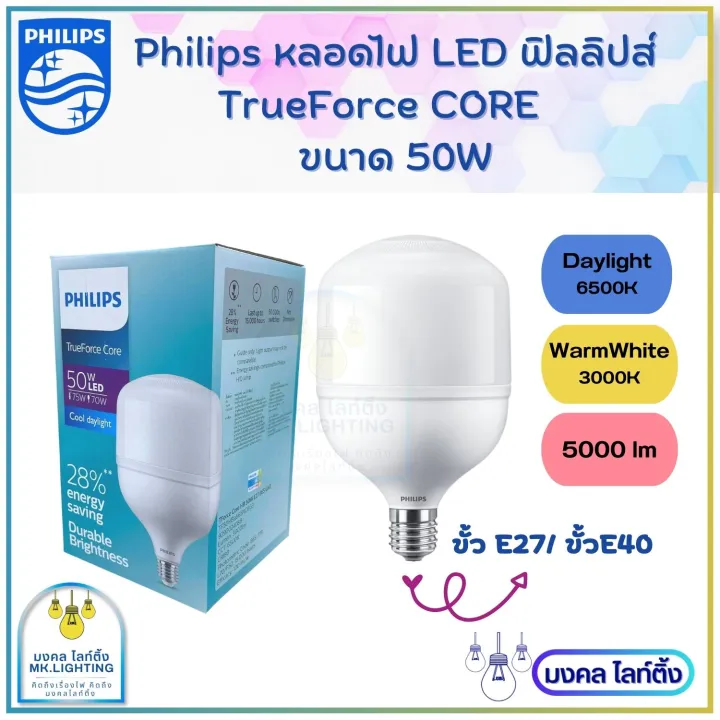 Philips หลอดไฟ LED Bulb TrueForce Core ขนาด 50W Gen3 ขั้ว E27 หลอดไฟแอลอีดี ฟิลลิปส์ 50 วัตต์ ...