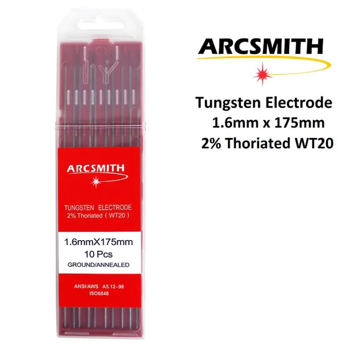 ArcSmith 2% Thoriated WT20 (Red) 1.6 x 175mm TIG Welding Tungsten ...