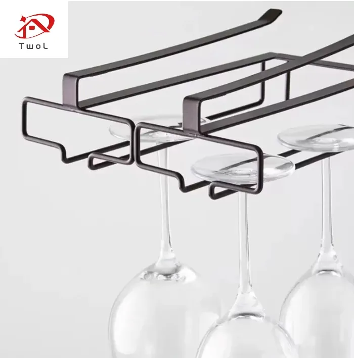TwoL 1 Row Wine Glass Holder, Stemware Rack, Wine Glass Rack Under ...