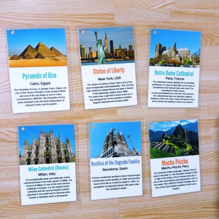 [COD]famous landmarks of the world laminated education flash cards land ...