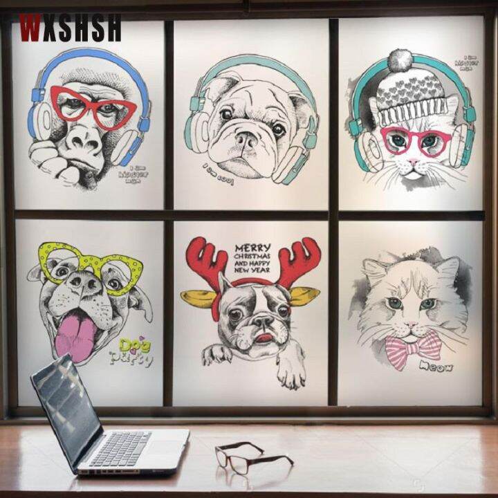 Stained glass window film Electrostatic Cartoon Privacy Decorative Tint ...