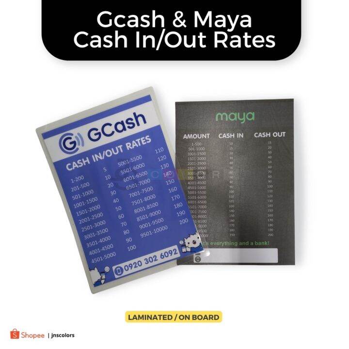 【COD】 Gcash Maya Cash In Out Rates: Laminated or On Board | Lazada PH