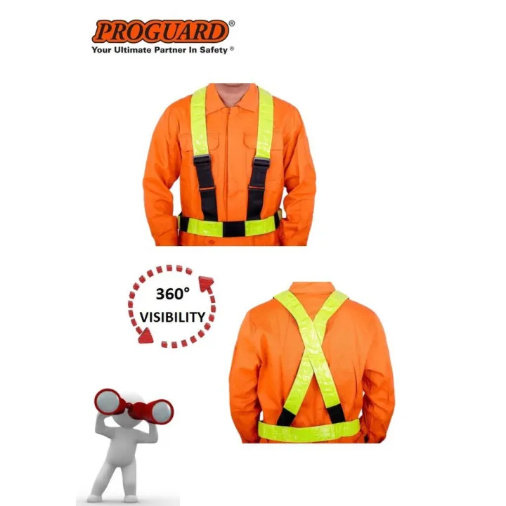 360° HIGH VISIBILITY HEAVY DUTY BLACK FABRIC ADJUSTABLE REFLECTIVE ...