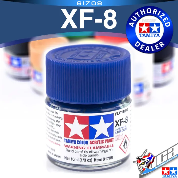 TAMIYA 81708 XF-8 XF8 FLAT BLUE MATT MATTE สีฟ้าด้าน ACRYLIC PAINT MINI ...