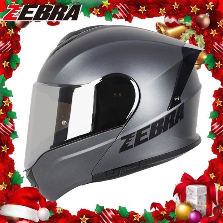 Zebra 869 Plain Men's Full Face Motorcycle Helmet Dual Visor Modular ...
