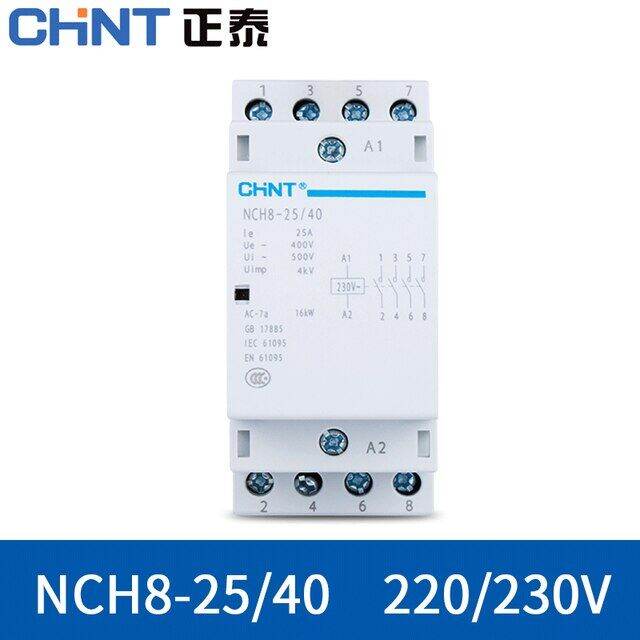 CHINT NCH8 4P 3-phase Din Rail Household AC Contactor 220V 500V~ 20A/25A 4NO/2NO 2NC Contactor ...