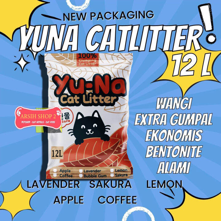 MURAH 12 LITER PASIR GUMPAL WANGI LAVENDER YUNA CAT LITTER 6 LITER ...
