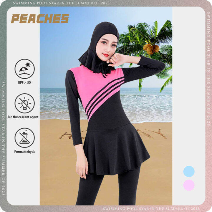 【Peaches】Muslimah Baju renang Swimming suit for women Muslim swimwear ...