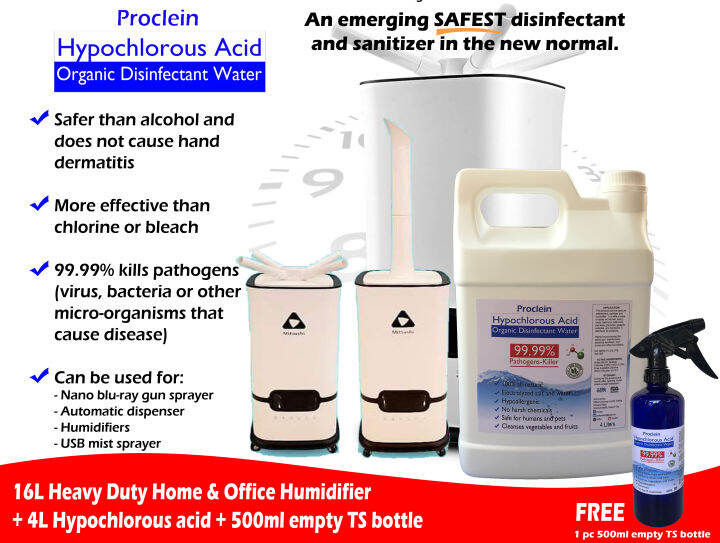 [NEW] 16L Mitsushi Humidifier + 4L Hypochlorous acid + FREE 500ml empty ...