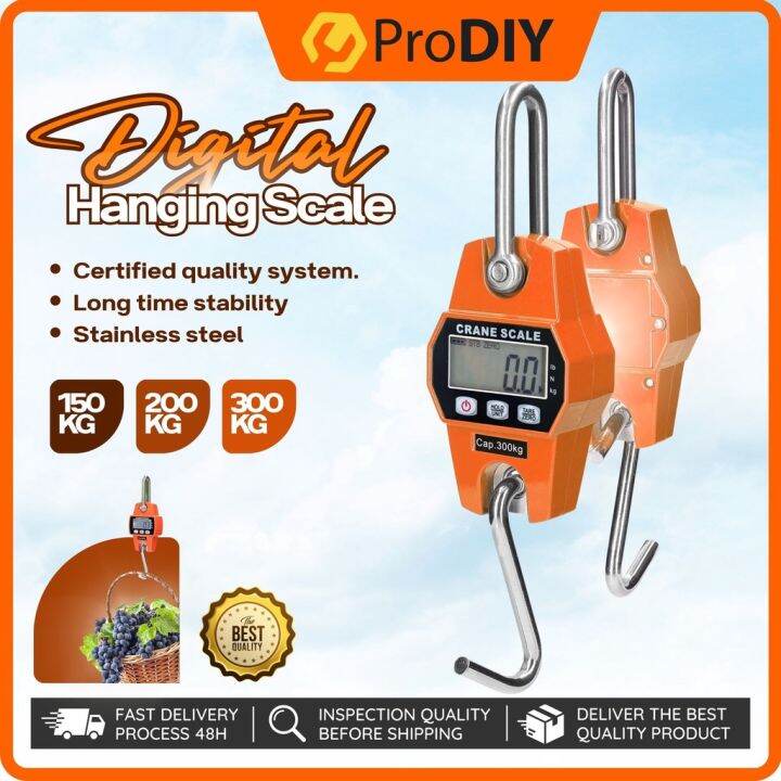 150kg 200kg 300kg Digital Hanging Scale LCD Weight Measuring Tool Hook ...