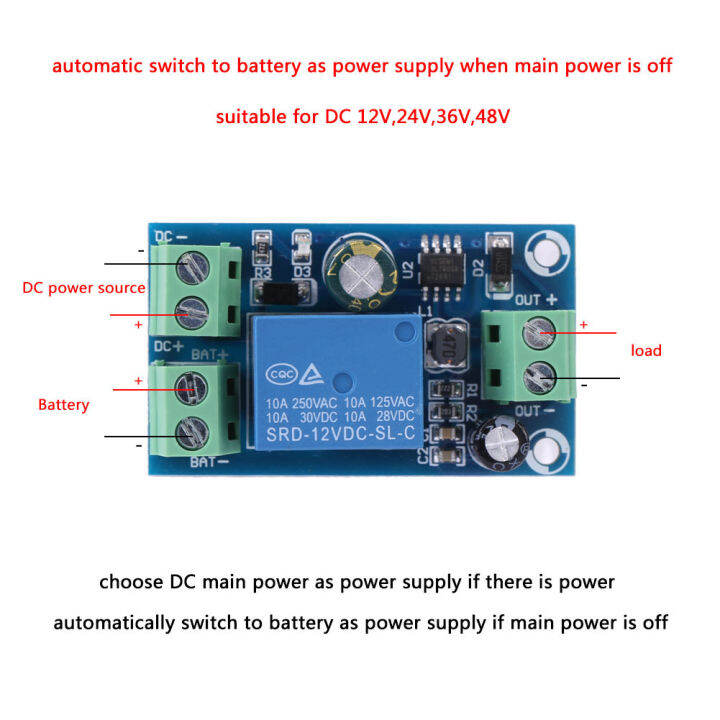 DC 12V 24V 36V 48V Automatic Switch Adapter Emergency Power Supply ...