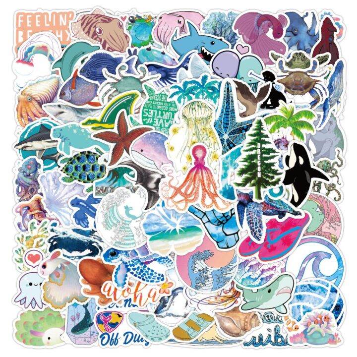 10/20/50/100pc Ocean Animal Stickers Sea Life Beach Themed Decals for ...