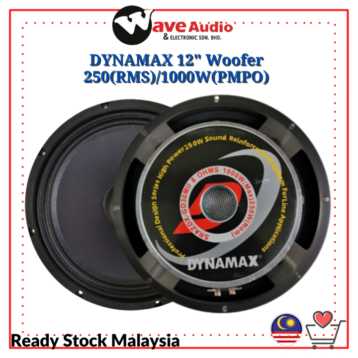 DYNAMAX 12 8OHM 1000W/250W METAL SPEAKER WOOFER UNIT- SRAZDX-GD30MII ...