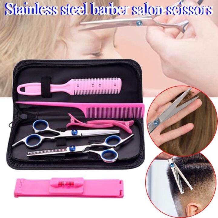 Stainless steel Barber Salon Scissors Set Bangs haircut combination set ...