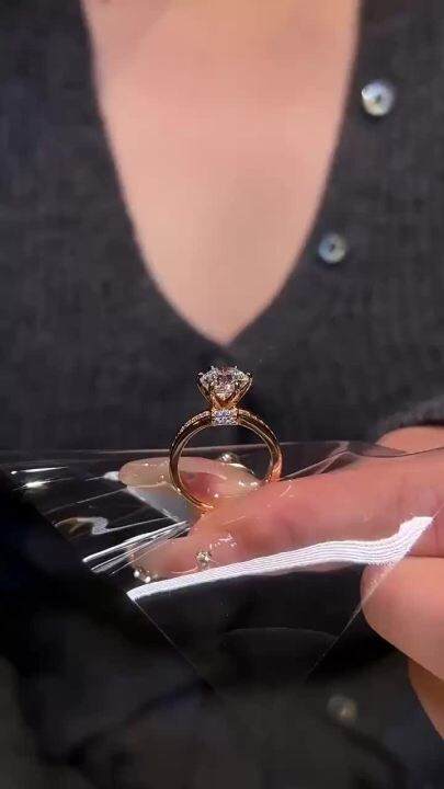 S925เงินสเตอร์ลิง Moissanite Rose Gold Crown Queen แหวนยุโรปและอเมริกาแหวนเพชร Rings | Lazada.co.th