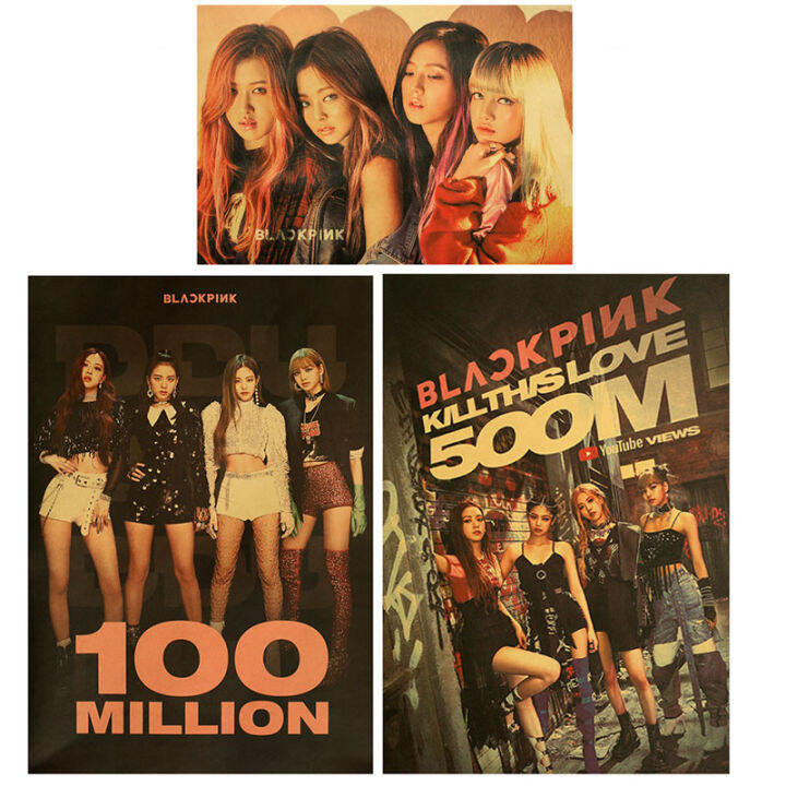 BLACKPINK Poster JISOO JENNIE ROSÉ Lisa Kraft Paper Poster Cafe Decor ...