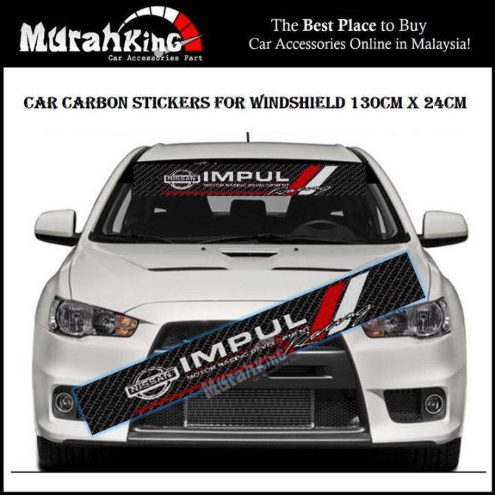 Impul Logo UNIVERSAL Car Carbon Stickers For Windshield 130cm X 24cm ...