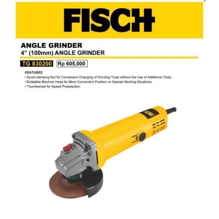 FISCH Mesin Gerinda 4” / Gurinda Tangan Angle Grinder 100mm | Lazada Indonesia
