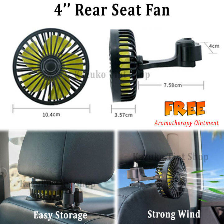 STRONG WIND AROMA FAN 🌬️ 4'' Car Back Rear Seat Fan Headrest 3 Speed ...