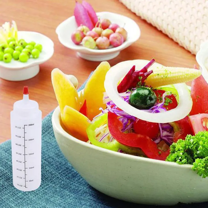 250ML Measuring Squeeze Bottle Condiment Dispenser Sauce with Mustard ...
