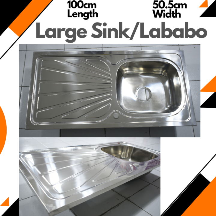 Large Sink/Lababo Stainless Steel 100cm Length | Lazada PH