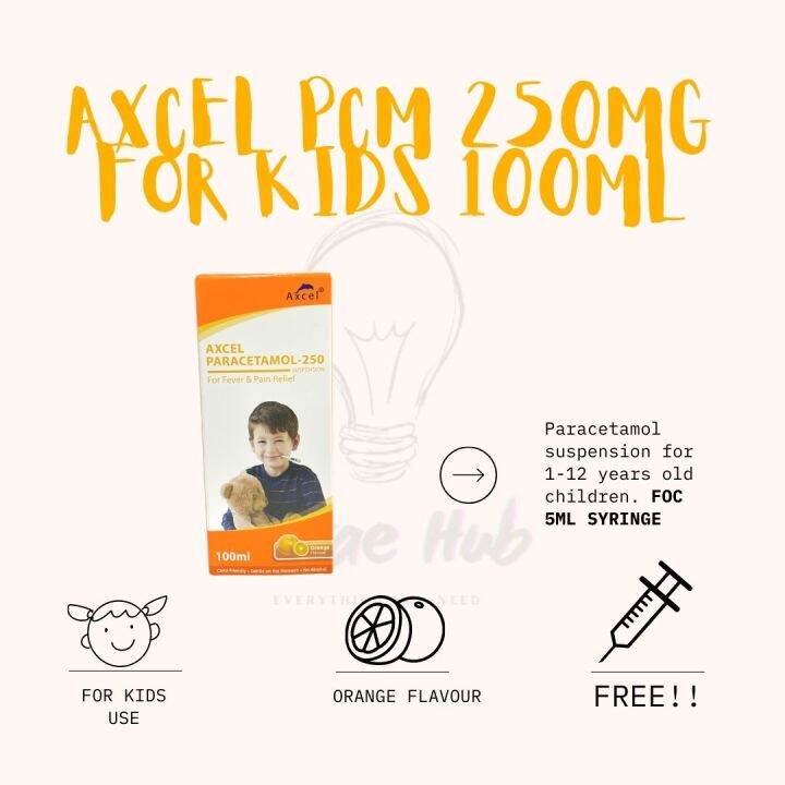[FREE 5ML SYRINGE] [READY STOCK!] Axcel Paracetamol 250MG Suspension ...
