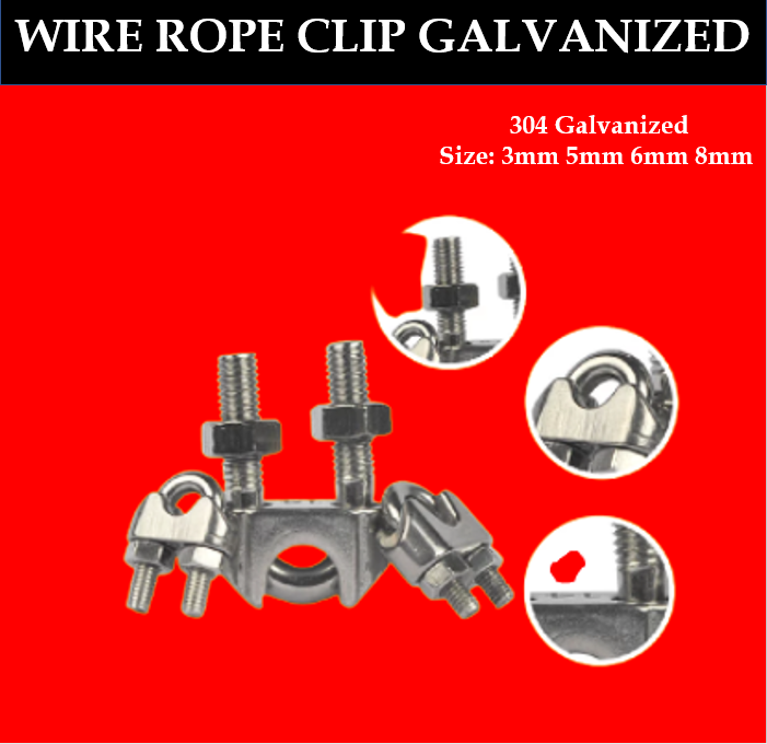 TOYU Steel Cable Clip 3mm-8mm Wire Rope Clip Steel Clip GI Cable U ...