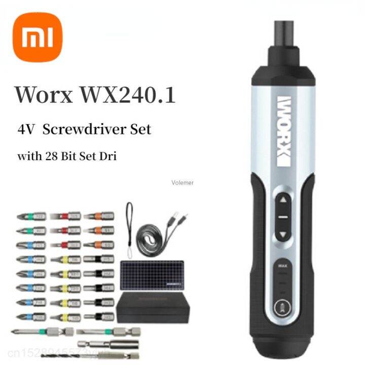Xiaomi Worx WX240.1 4V ชุดไขควงไฟฟ้า ขนาดเล็ก ชุดไขควงไร้สายอัจฉริยะ ที่จับชาร์จ USB พร้อมชุดดอก ...