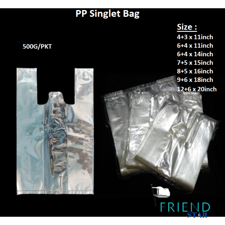 [250G/PKT] [7 Sizes] PP Singlet Transparent Plastic Bag / @PP Singlet ...