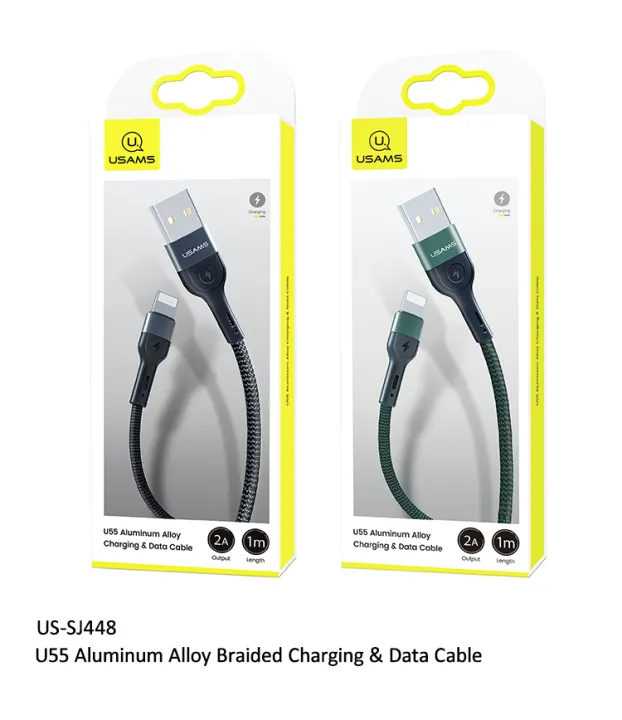 USAMS U55 SJ-448 Lightning Aluminum Alloy Braided Charging & Data Cable ...