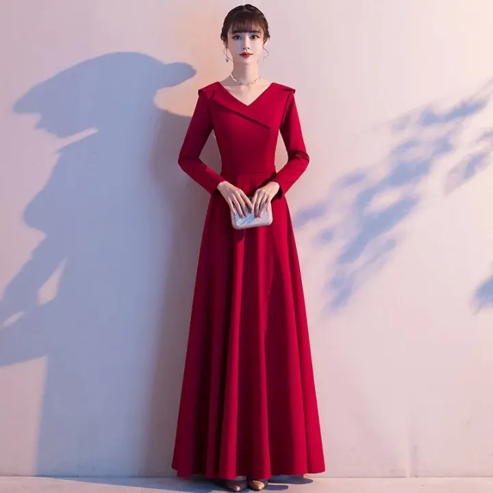 AngelCityMall Toastmasters New Marriage Temperament Red Bridal Dresses ...