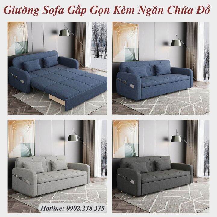 Giường Sofa Gấp Gọn Kèm Ngăn Chứa Đồ Tặng Kèm Gối Tựa, Sofa Giường Đa ...