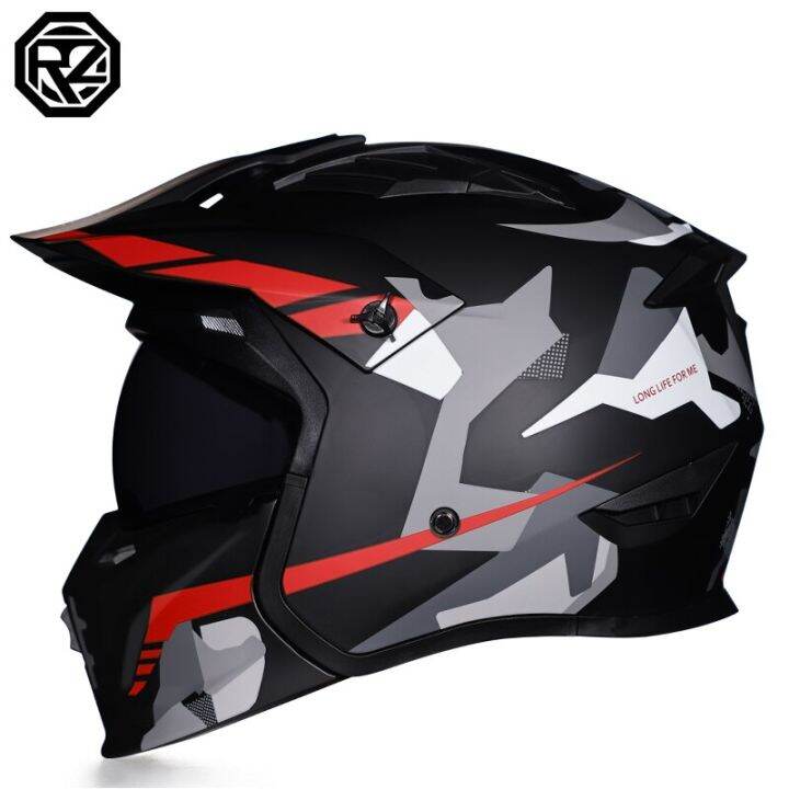 ORZ Retro Helmet Motorcycle Full Helmet Men Women Summer Locomotive ...
