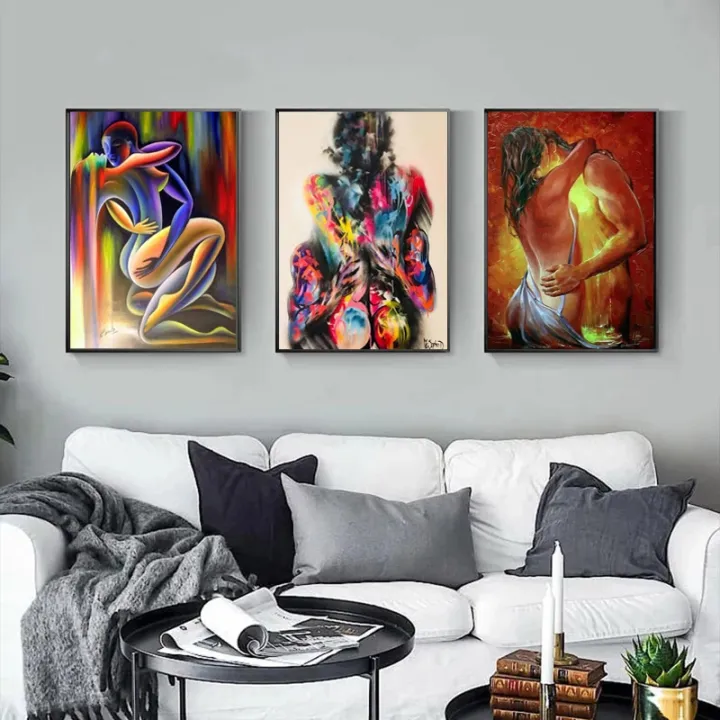 เซ็กซี่ผู้ชายและผู้หญิง Intimate Art โปสเตอร์ภาพวาดผ้าใบบทคัดย่อ Sex