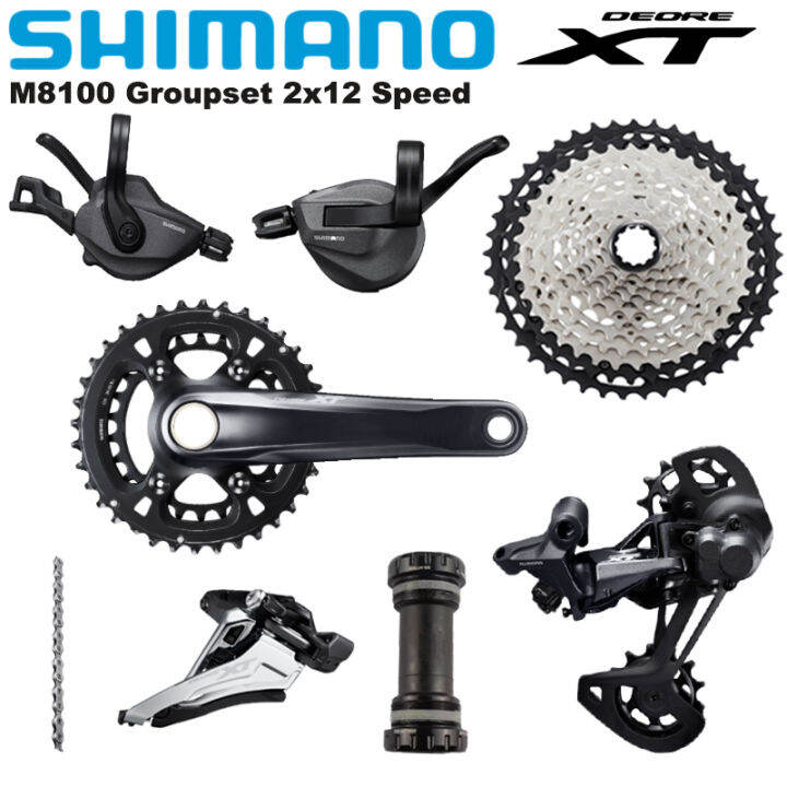 SHIMANO XT M8100 2x12 Speed Groupset MTB Mountain Bike M8100 170mm 175mm 36-26T Crankset Left ...