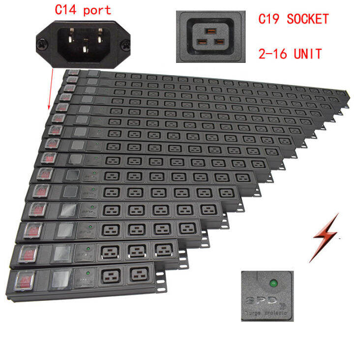 C19 socket PDU power strip C14 port network cabinet rack power distribution device 2-16AC socket ...