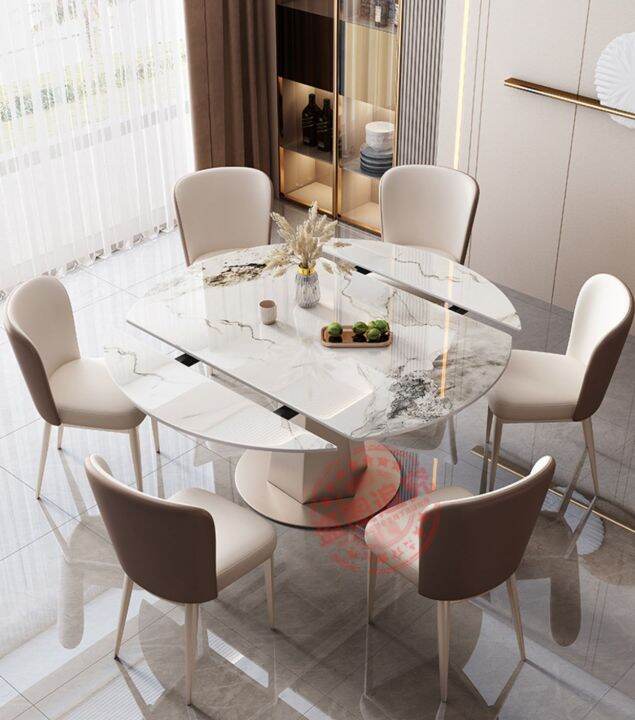 MZJ extendable foldable marble table round dining table, oval round ...