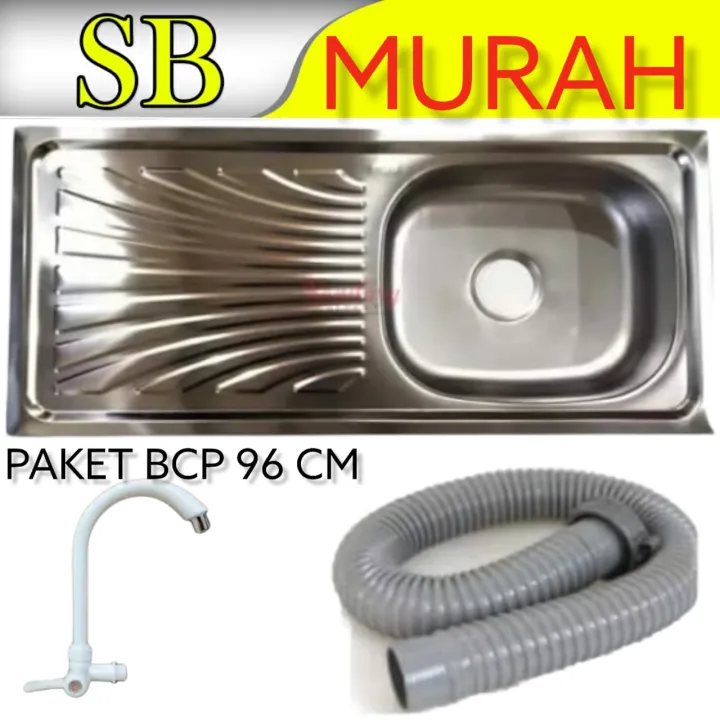 Tempat cuci piring 96 x 40x 14 + selang + kran FS / bak cuci piring ...