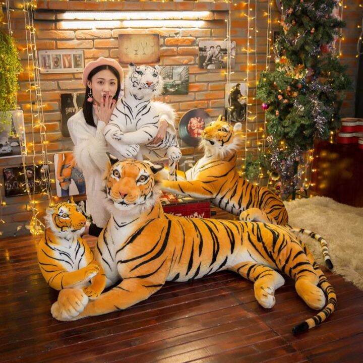 110cm Big White/Yellow Tigers Plush Toys Simulation Tigers Stuffed ...