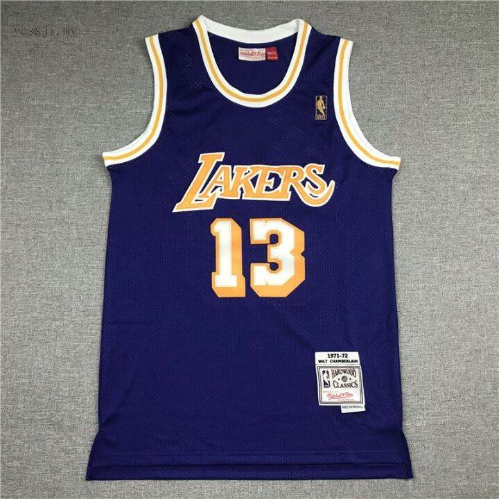 1971-72 NBA Los Angeles Lakers 13 Wilt Chamberlain purple retro net ...