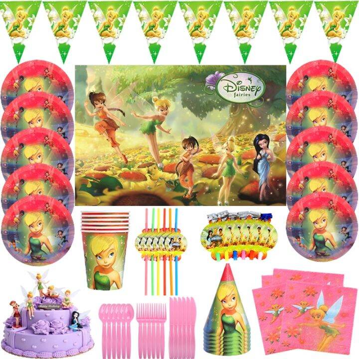 Tinker Bell Elf Princess Theme Girls Disposable Paper Plates Cups ...