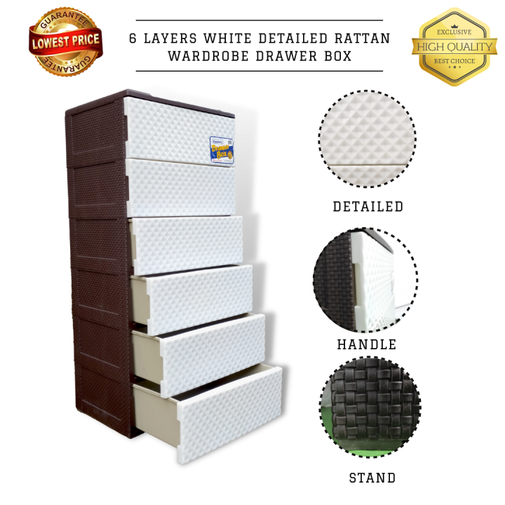 CHEST PURE WHITE DRAWER 6 LAYER STORAGE DRAWER CABINET WARDROBE | Lazada PH