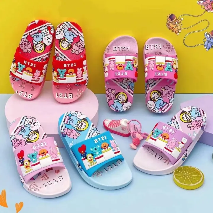 Kids Sandals BT21 KPOP BTS Slides Slippers For Kids Gradient Cartoon ...