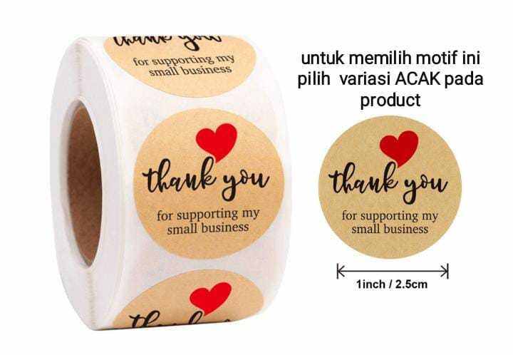 [1 ROLL ISI 500 PCS] Stiker Label Produk Makanan Tulisan Thank You For ...