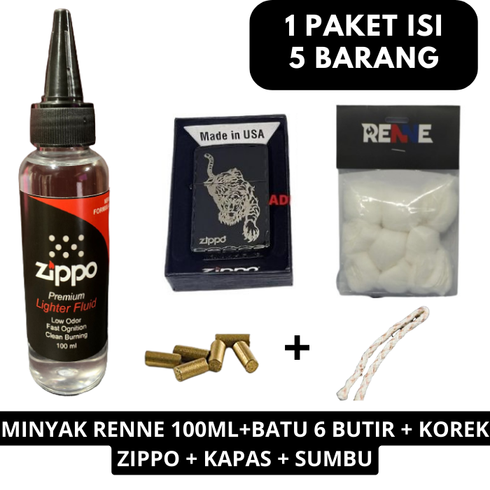 KOREK API ZIPPO PAKET KOMPLIT ISI 5 BARANG - ZIPPO MACAN LIMITED ...