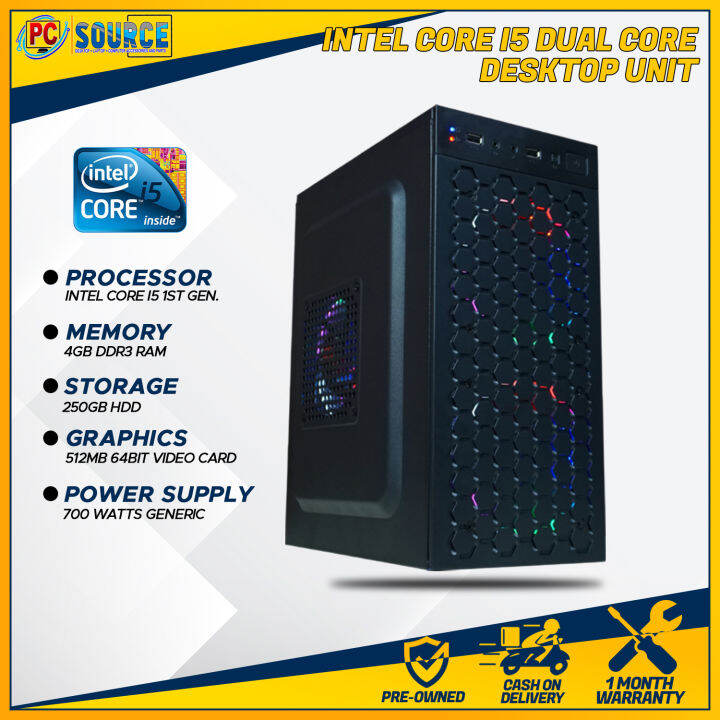 Core i5 Dual Core CPU | Intel Core i5 1st Gen 4GB RAM DDR3 250GB HDD ...