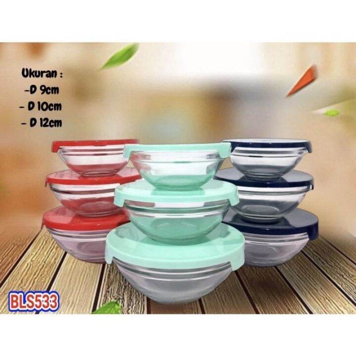 KIMGLASS Glass Bowl Set 5 In 1 - Mangkok Kaca Tebal - Mangkok Beranak ...
