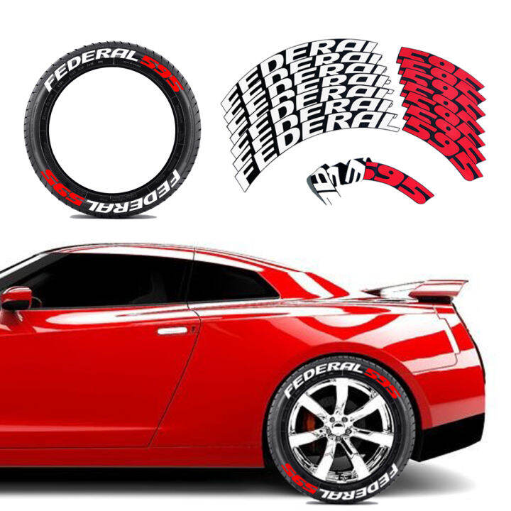 FEDERAL 595 Tire Stickers 3D Lettering Wheel Logo Car Sticker Tuning ...