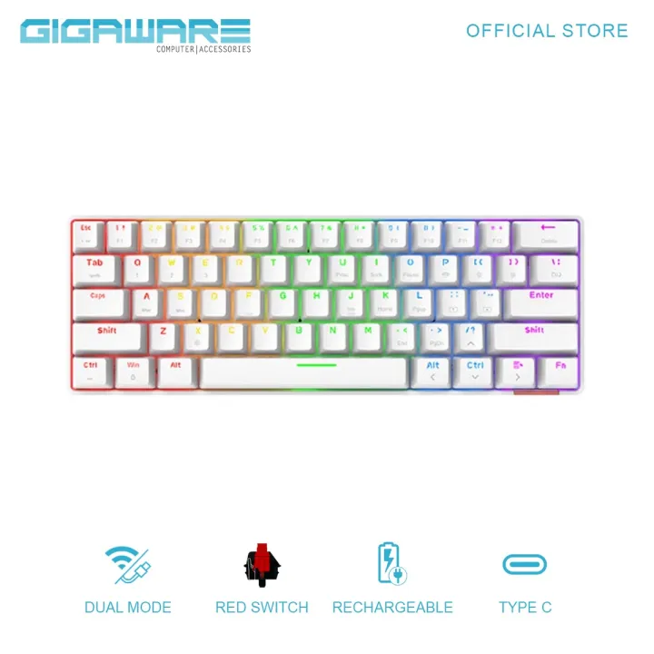 YY Shop Gigaware STK61 Mechanical Keyboard Wireless Dual-Mode Bluetooth Type C RGB Rainbow ...