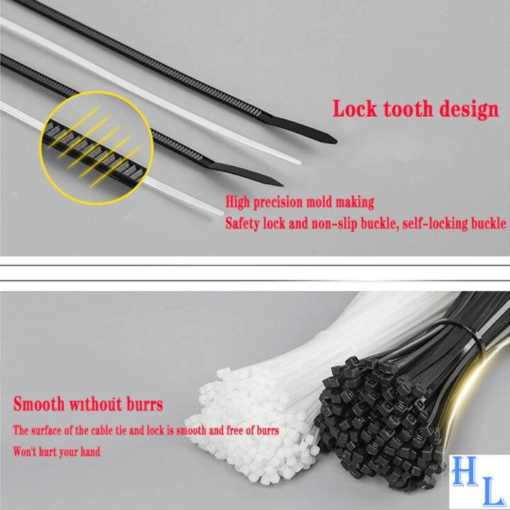 Nylon Cable Tie Pengikat Kabel Black White 100mm 150mm 200mm 250mm ...